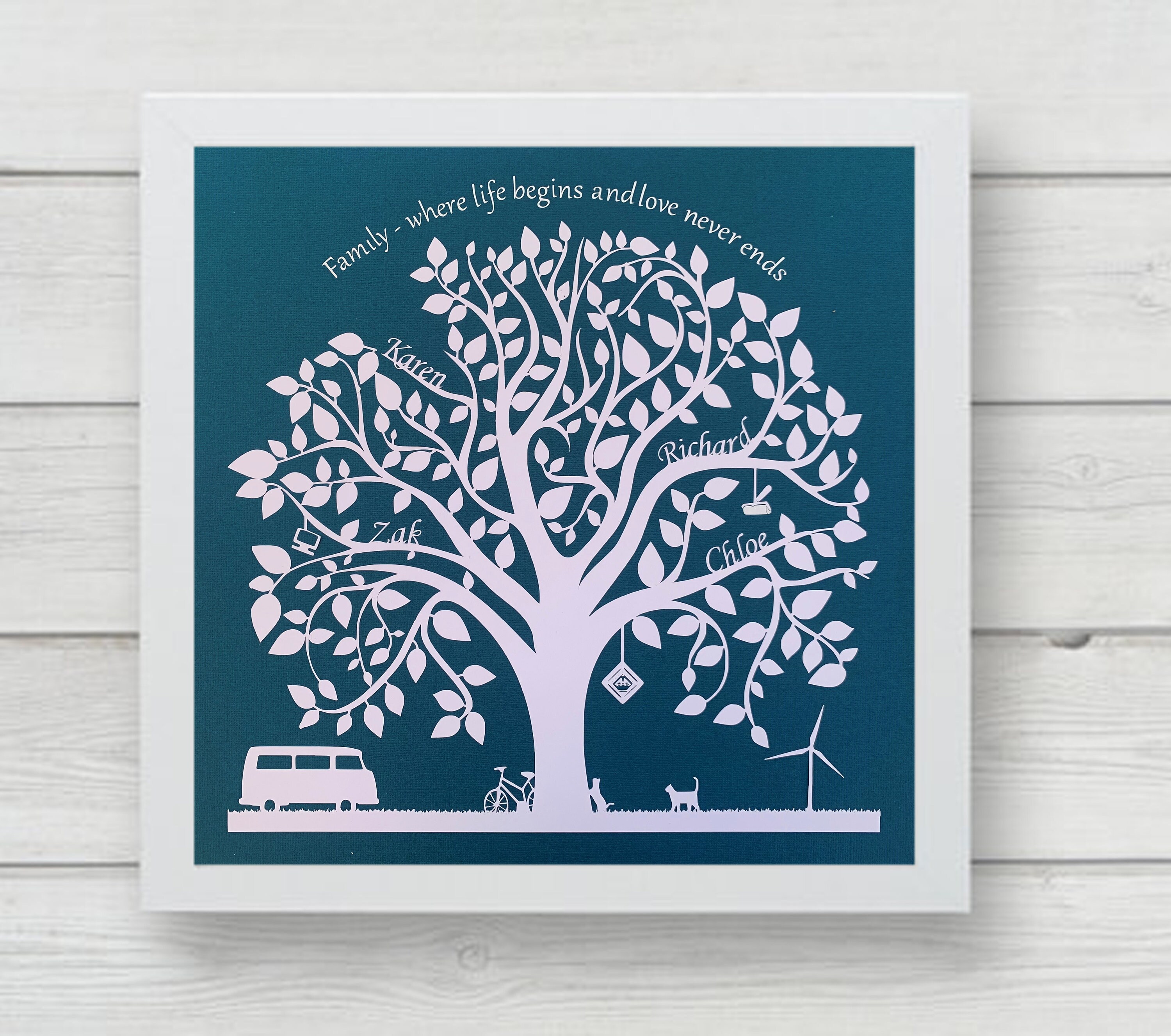 Family Tree Paper Cut Personalised for Special Birthday or Wedding Gift ...