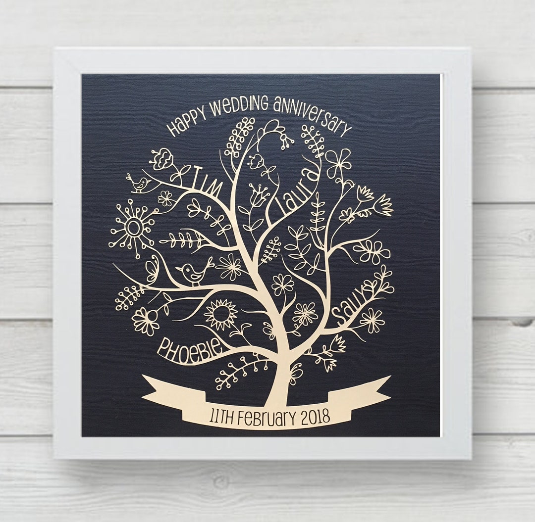 Personalised Papercut Family Tree - Doodle Design - Etsy