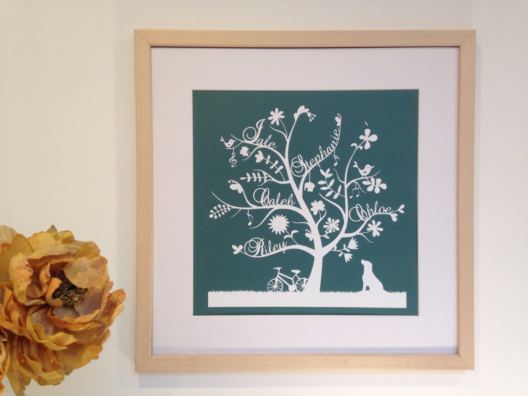 Papercut Family Tree, Personalised With Pets and Hobbies - Etsy