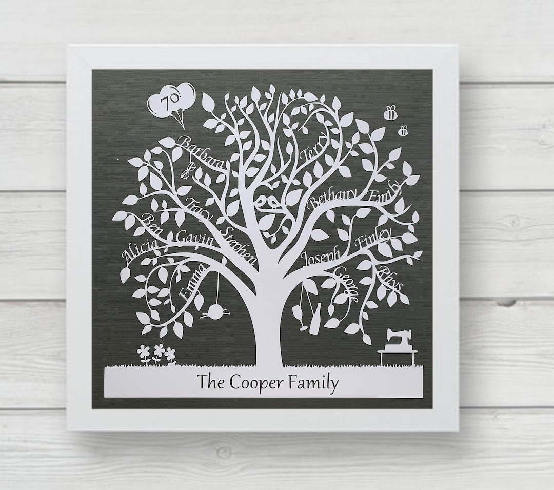 Family Tree Paper Cut - Personalised for Special Birthday or Wedding ...