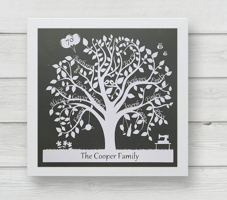 Family Tree Paper Cut - Personalised for Special Birthday or Wedding ...