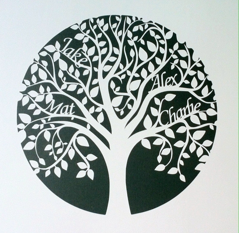 Unique Personalised Papercut Family Tree round tree design | Etsy
