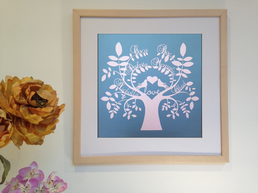 Wedding Anniversary Paper Cut Gift – Personalised Tree With Names ...