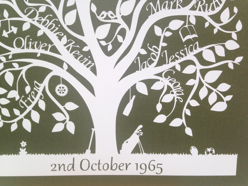 Papercut Family Tree Golden Wedding Anniversary Picture - Etsy