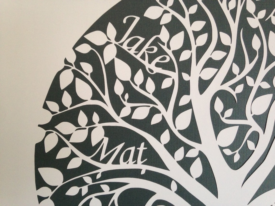 Unique Personalised Papercut Family Tree round tree design | Etsy
