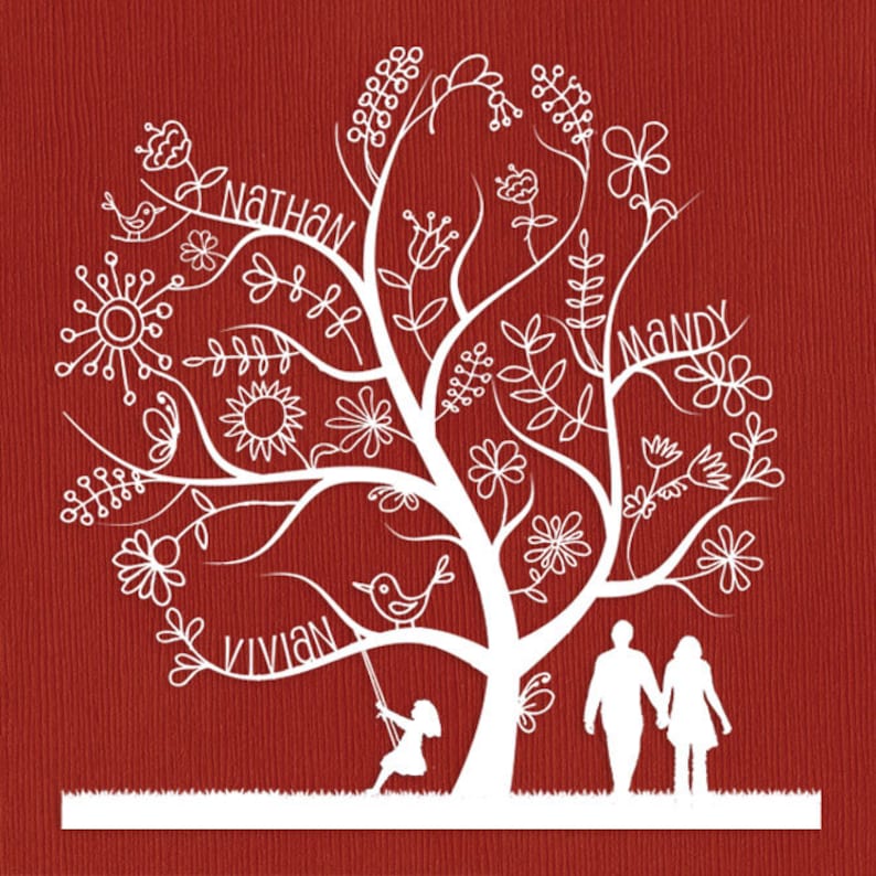Personalised Papercut Family Tree - Etsy