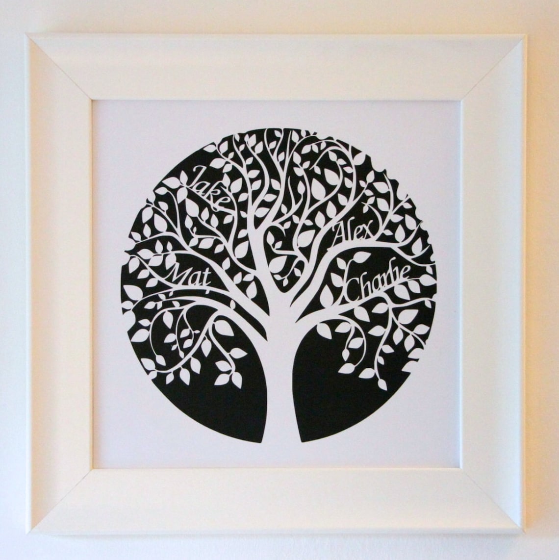 Unique Personalised Papercut Family Tree round tree design | Etsy