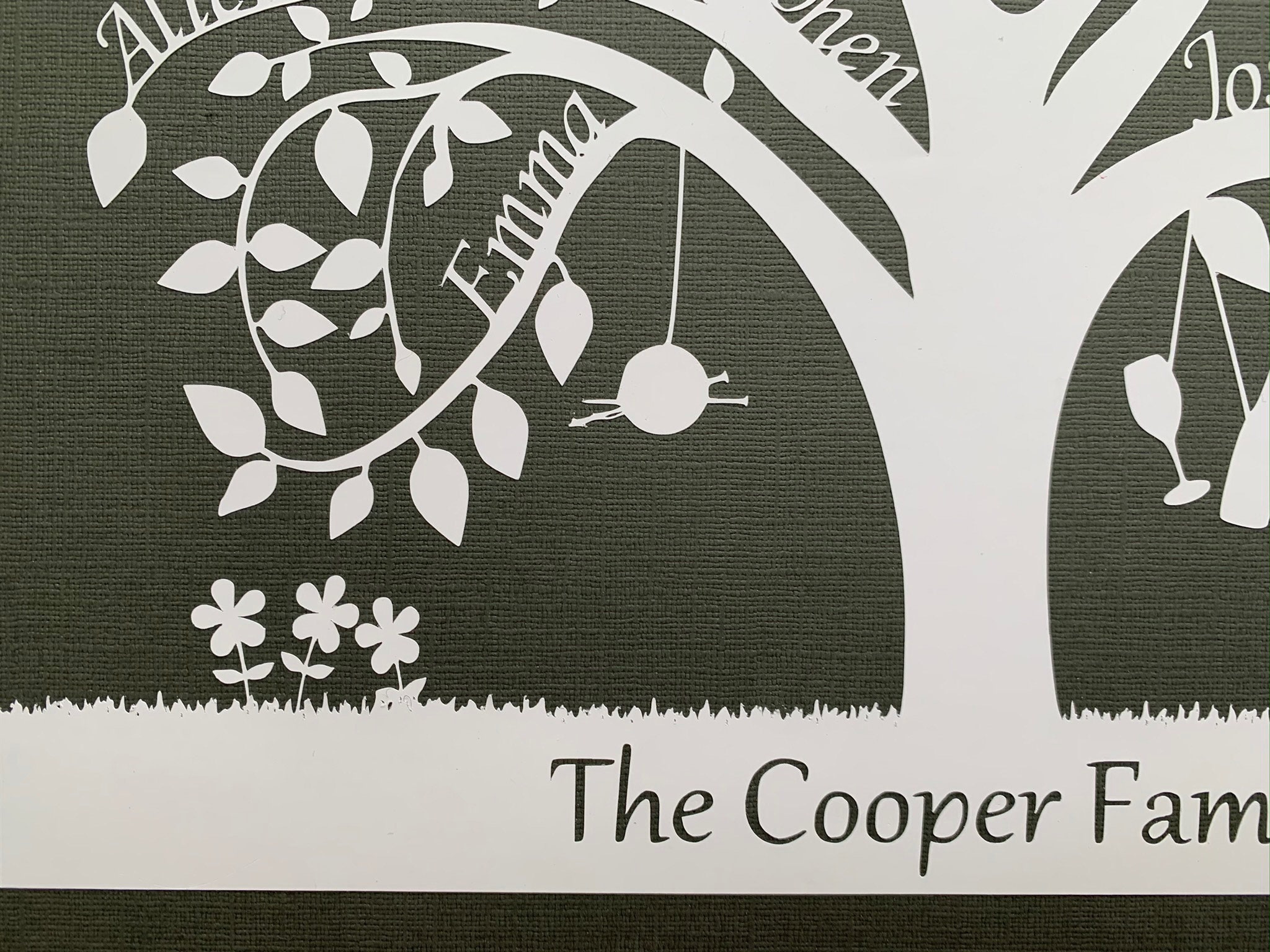 Family Tree Paper Cut Personalised for Special Birthday or Wedding Gift ...