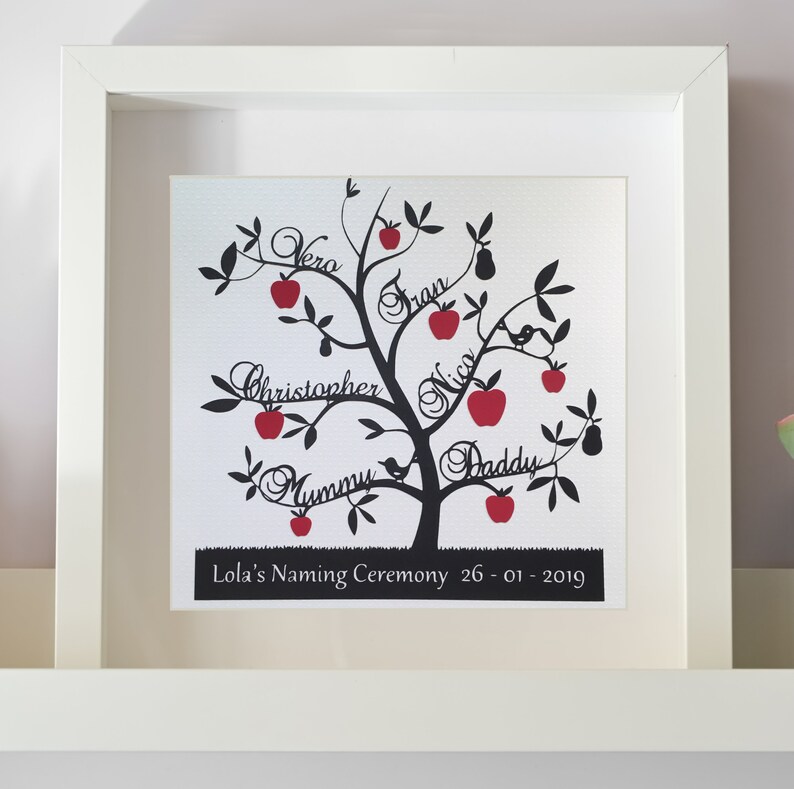 Papercut Family Tree Apple Tree Design, Naming Ceremony - Etsy