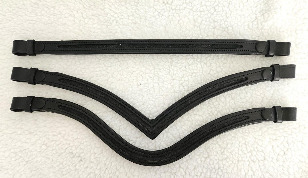 Snap End Empty Channel Brow Bands Black Padded Leather Make Your Own ...