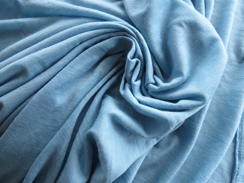 1m Merino Wool Knit Fabric Blue by metre Jersey Eyelet Tencel | Etsy