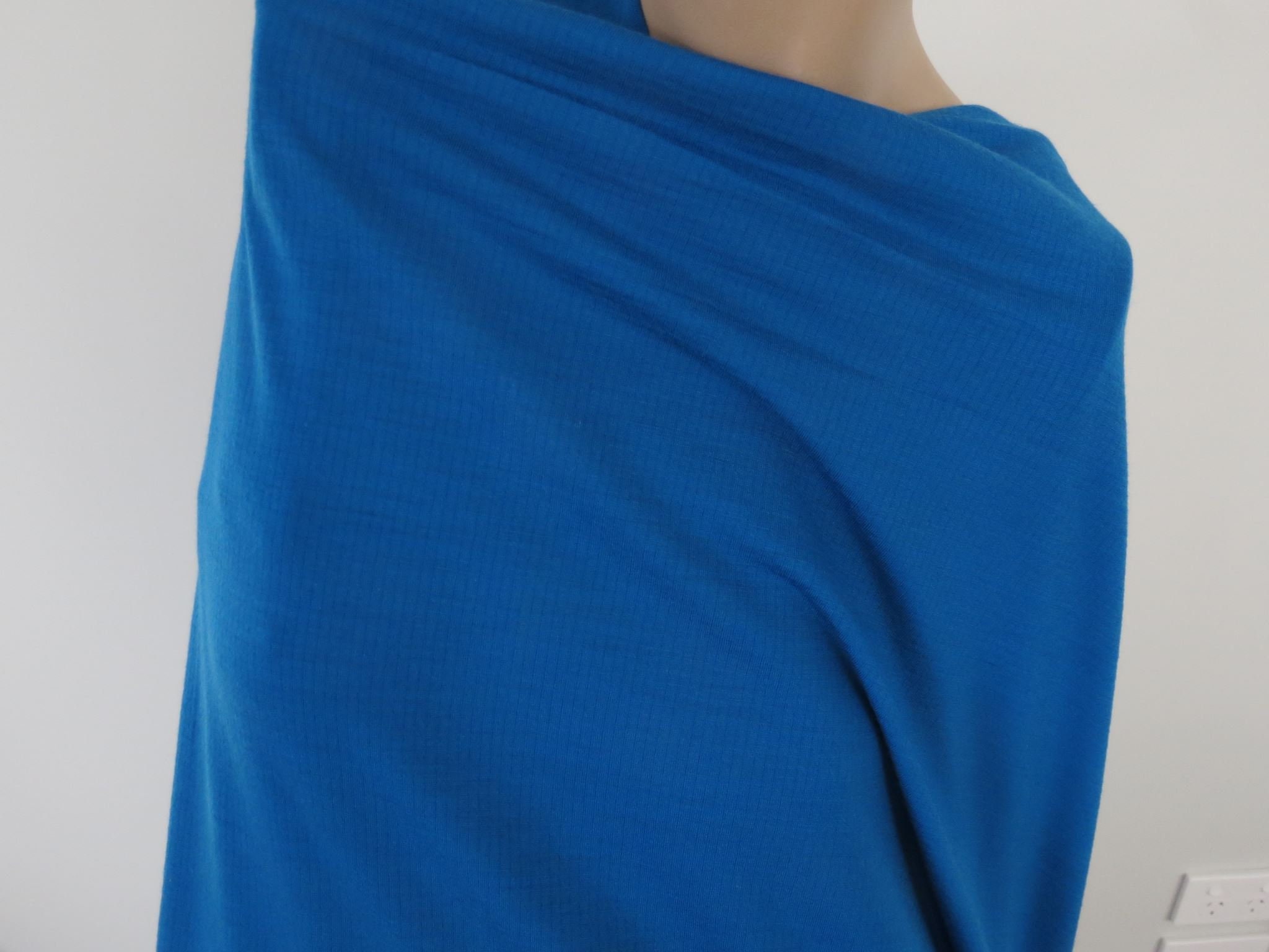 1m Merino Wool Knit Fabric Blue by Metre Jersey Eyelet Tencel Merino ...