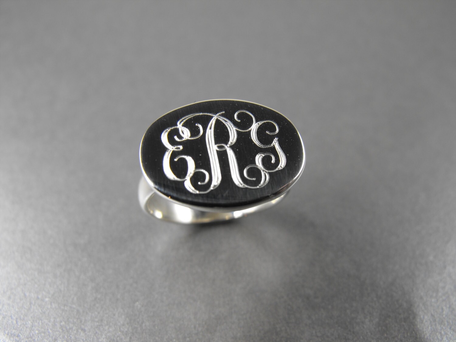 Sterling Monogram Ring Engraved Initial Ring Sterling Silver - Etsy