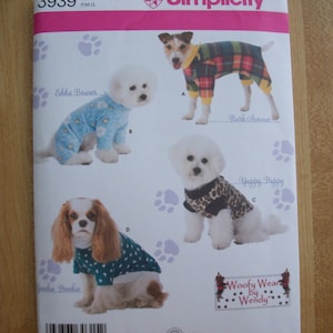 Simplicity 3939 Woofy Wear by Wendy Size A: S,M,L Dog Clothes New ...