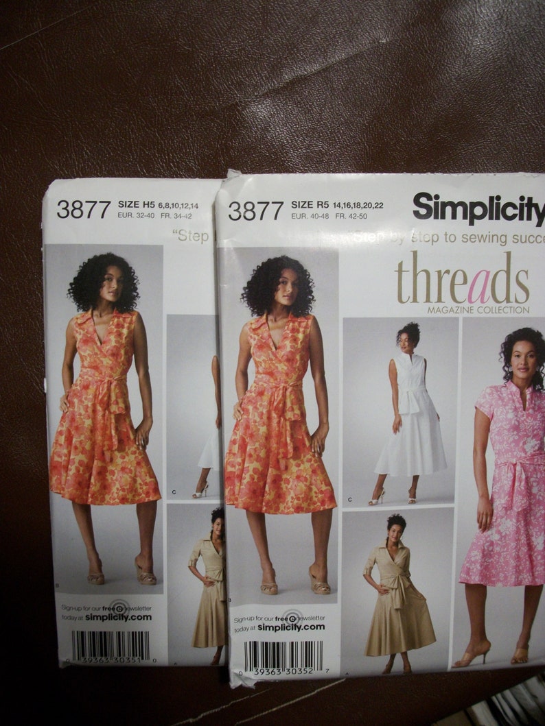 Simplicity 3877 Miss Size H5 (6-8-10-12-14) & R5 (14-16-18-20-22) Dress ...