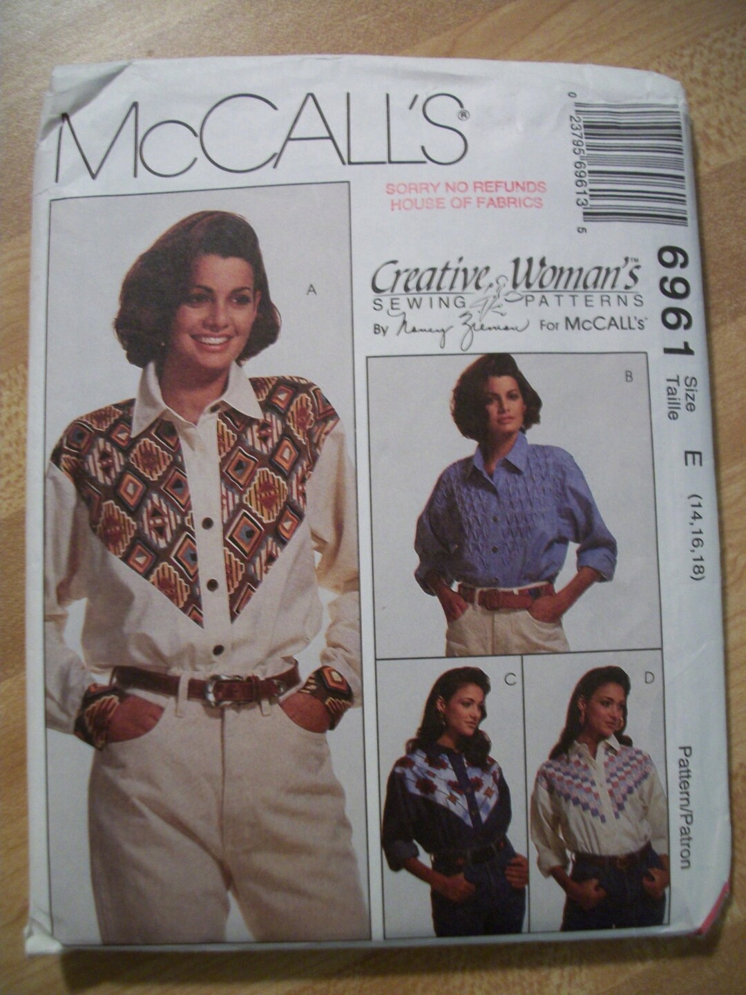Mccall 6961 Long Sleeved Shirt With Yoke Variations. Creative Woman's ...