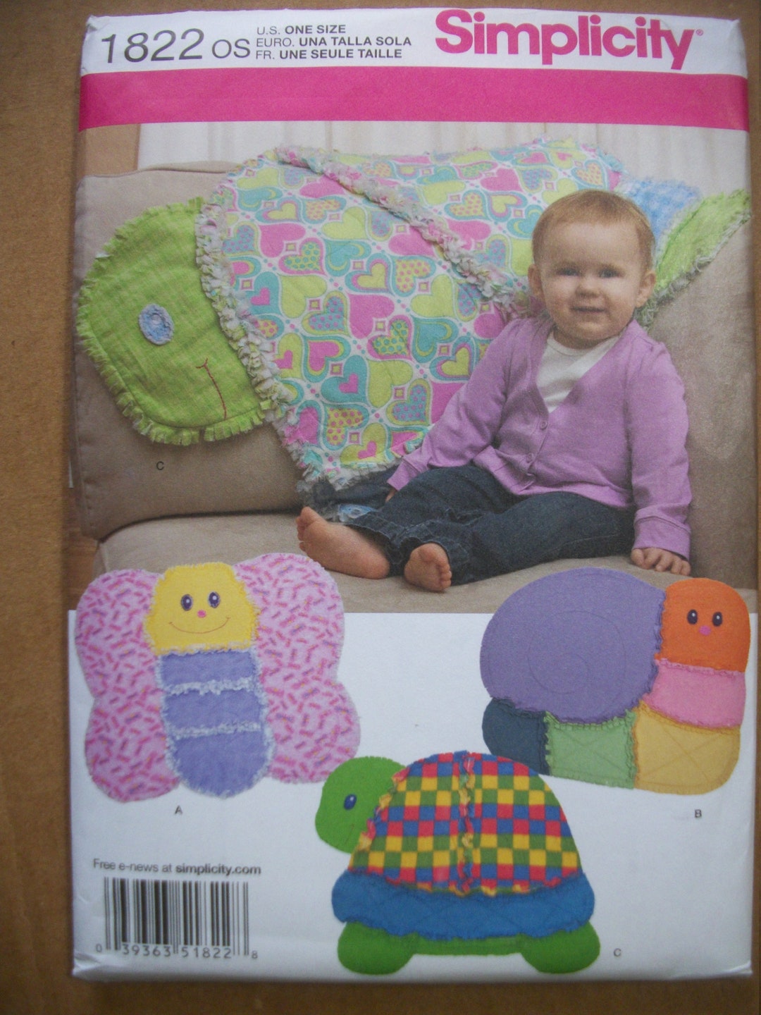 Simplicity 1822 Baby's/child's Animal Character Rag Quilts. Butterfly ...