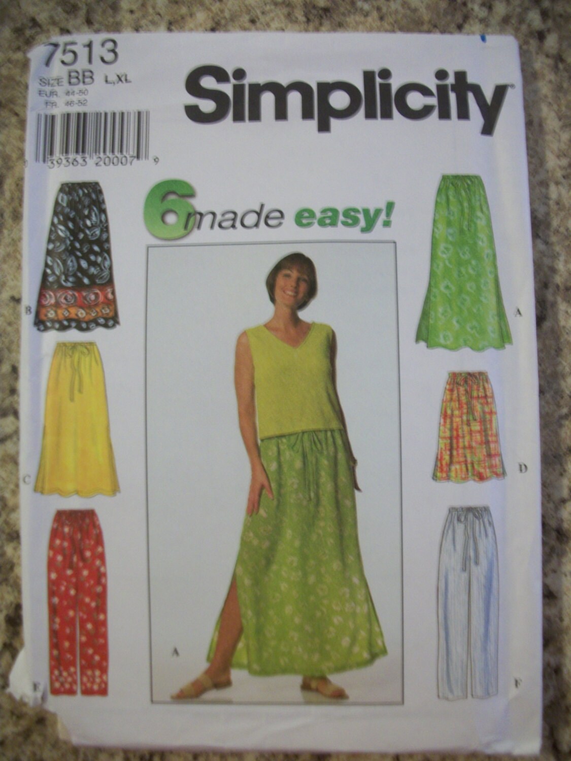 Simplicity 7513 Missessize AA Xs, S, Med & size BB L, XL Skirt and ...