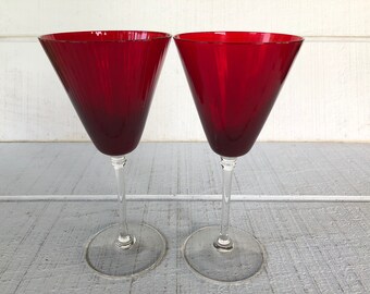 Ruby red goblets | Etsy