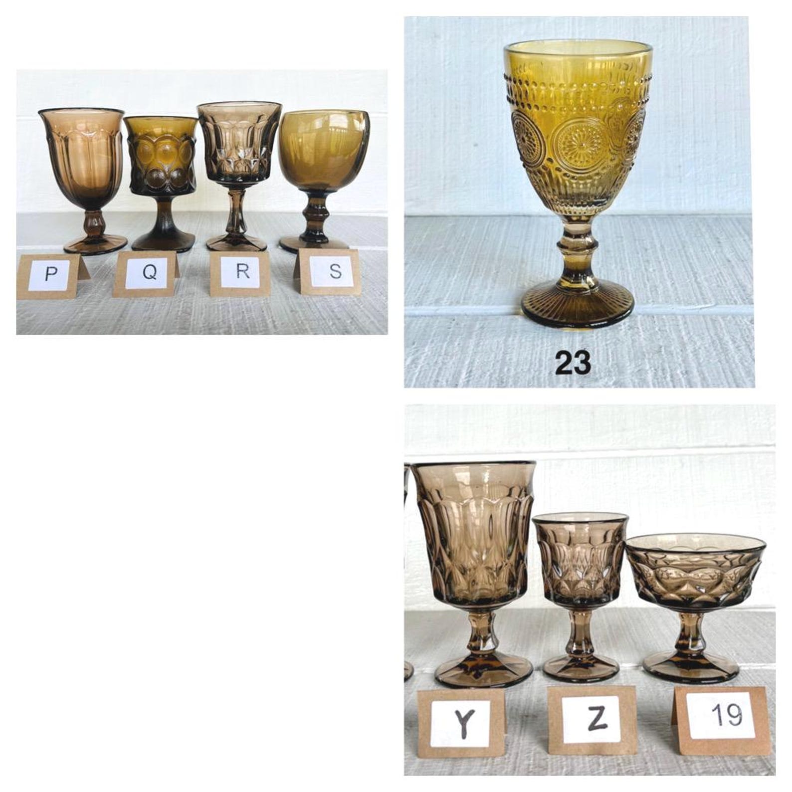 Vintage Brown Glassware • Mismatched Brown Goblet / Wine / Water Glass ...