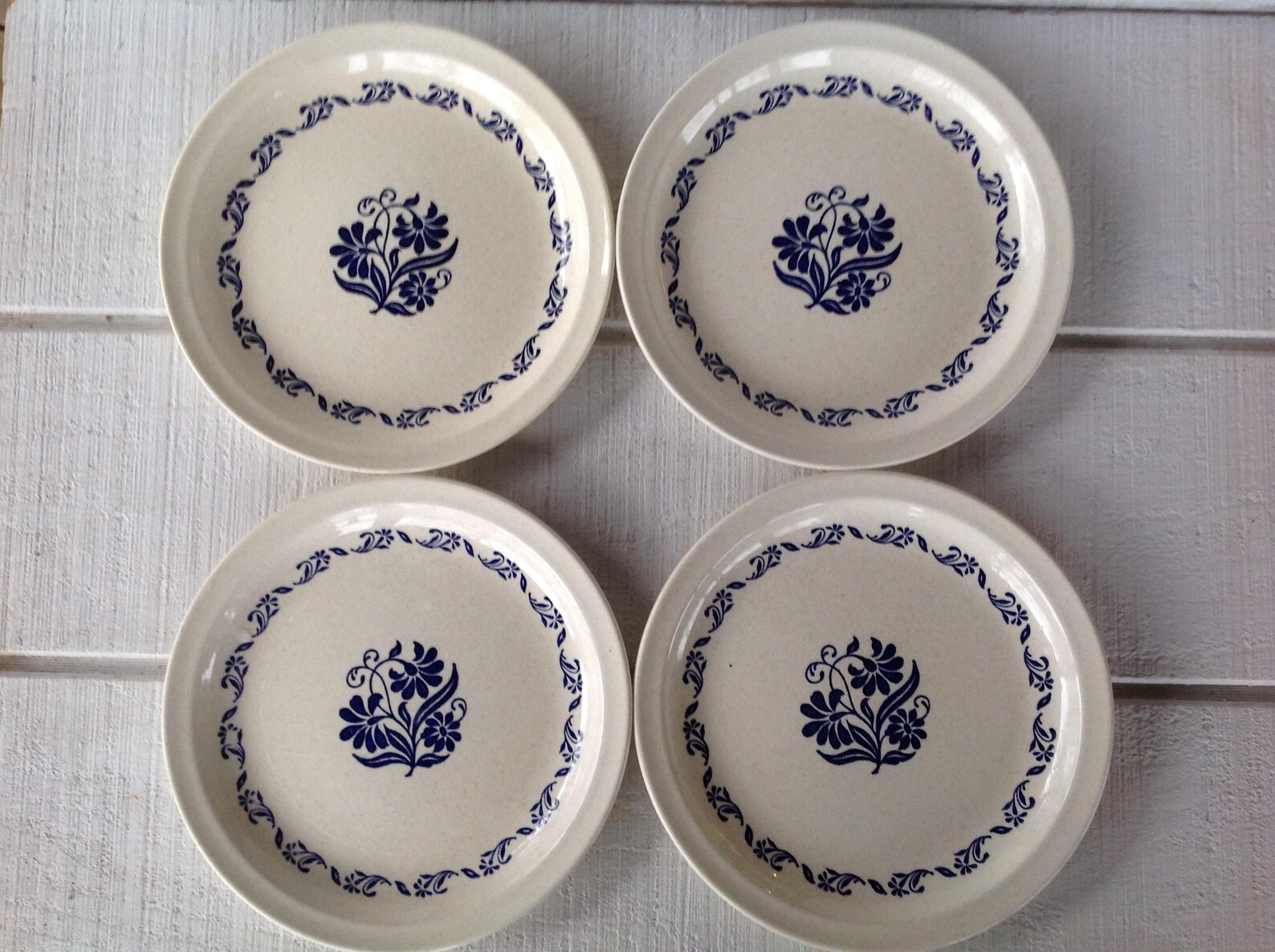 1970s 80s Dinner Salad Plates Blue Floral Pattern Vintage - Etsy