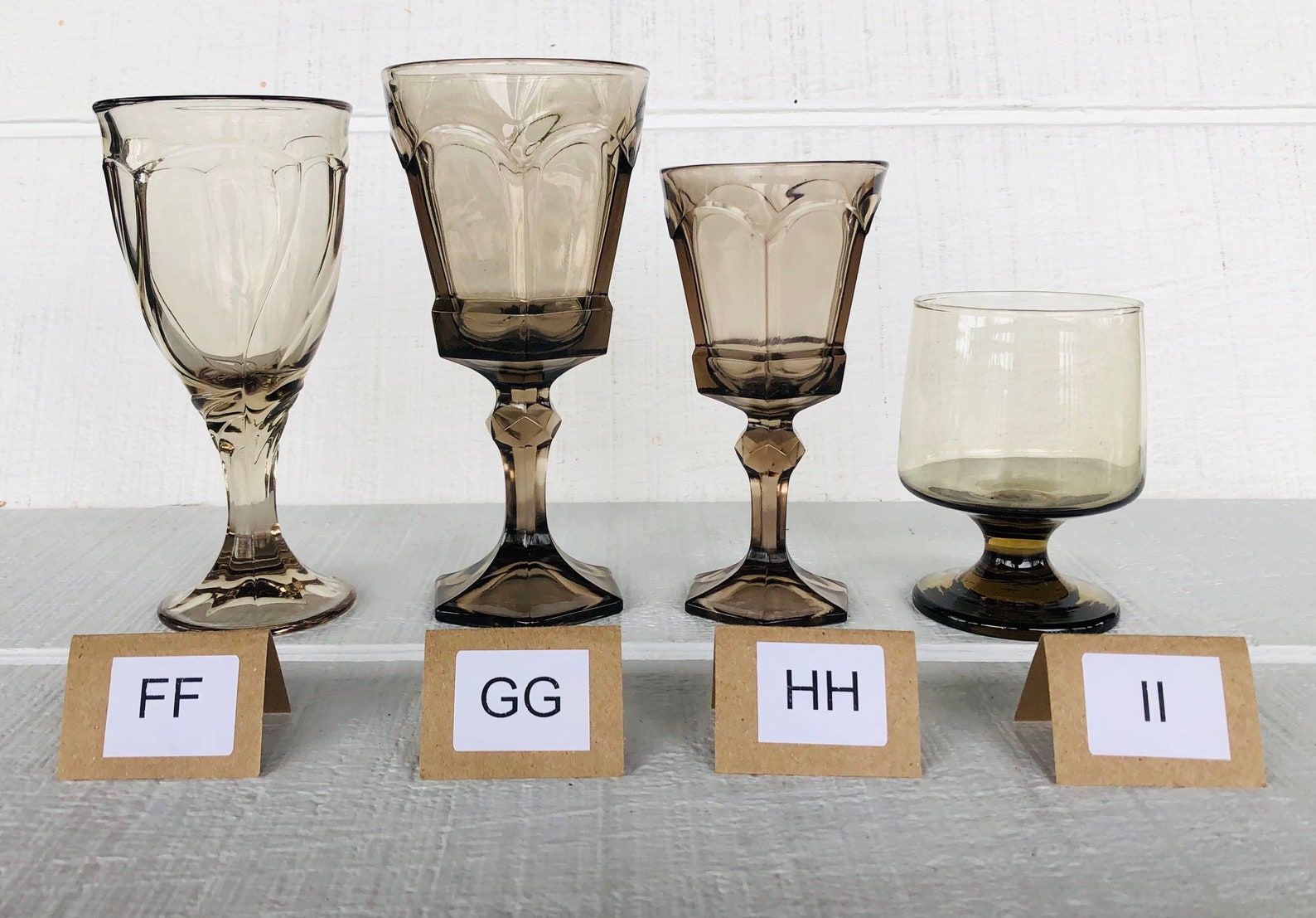 Vintage Brown Glassware • Mismatched Brown Goblet / Wine / Water Glass ...