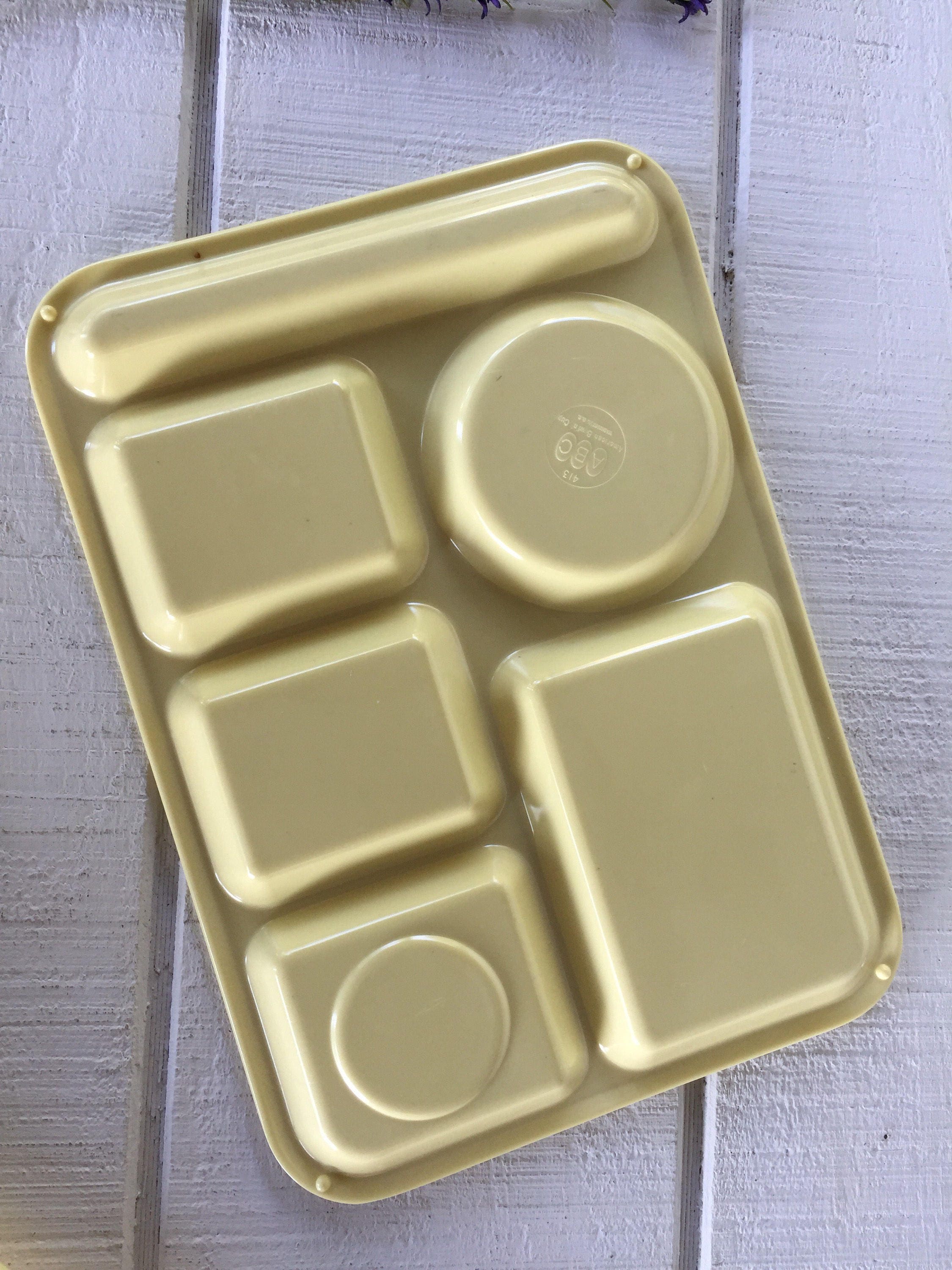 2 Vintage Lunchroom Trays Pastel Yellow Divided Lunch Trays, Yellow ...
