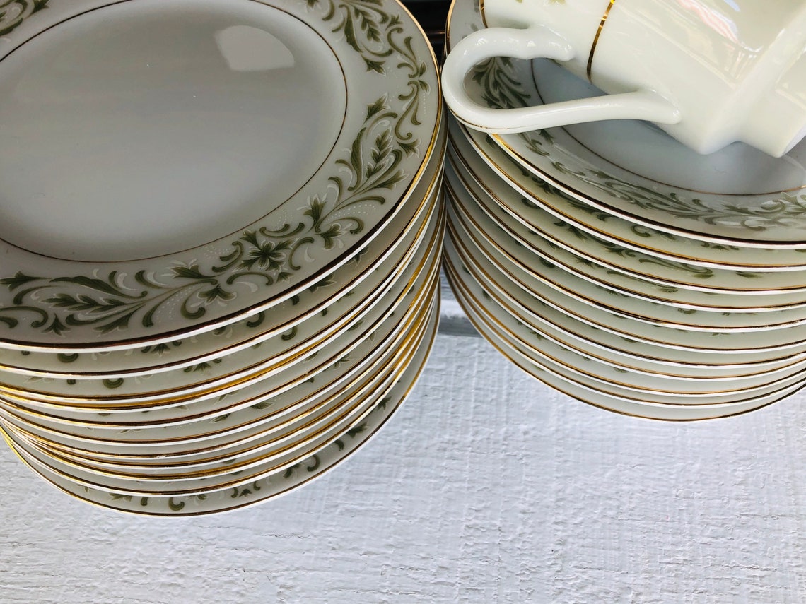 24 Piece Set 1950s 1960s Allegro Green Fine China Made in - Etsy