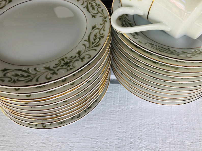 24 Piece Set 1950s 1960s Allegro Green Fine China Made in - Etsy