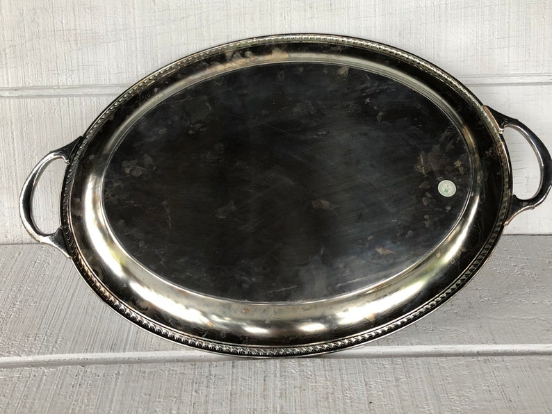 Oversized Large Silver Plated Oval Tray Butler Silver Serving | Etsy