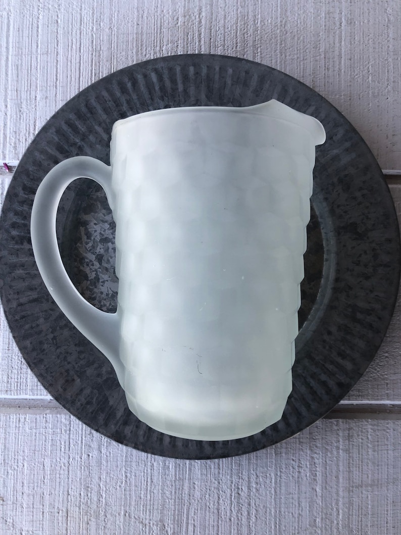 Vintage Whitehall 1960's Frosted White Pitcher Set Frosted | Etsy