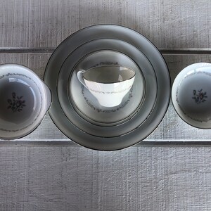 Noritake Mayfair 1960s China 7 Pc Place Setting Pink Rose Platinum Trim ...