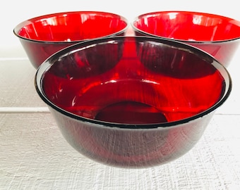 Ruby Red Glass Bowls - Etsy