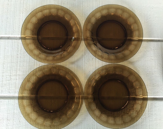 Vintage Brown Glass Dessert Plates, Vintage 8 Inch Glass Plates ...