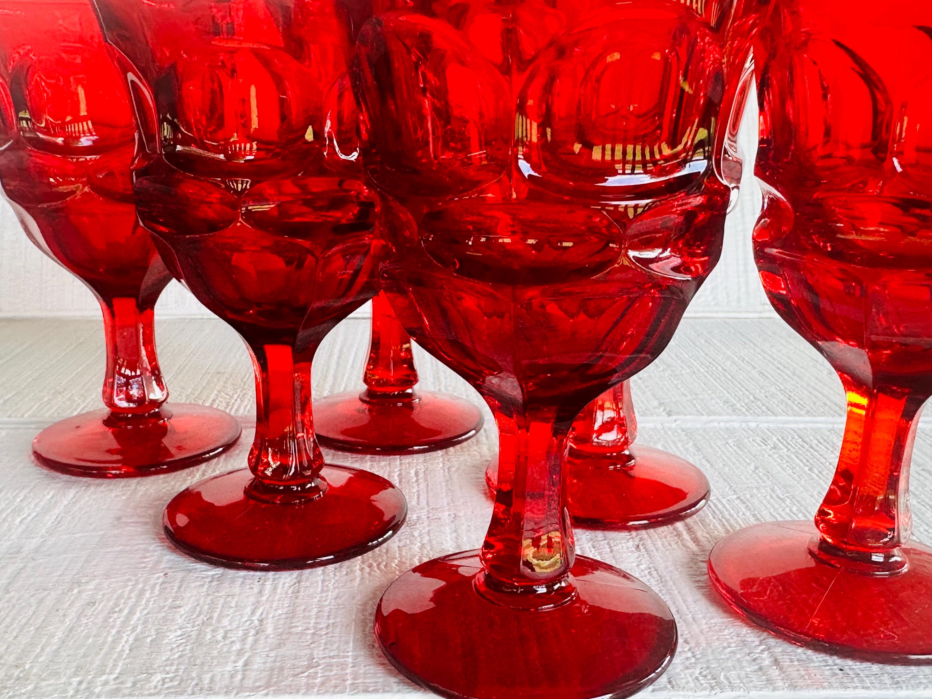Vintage Ruby Red Fostoria Argus Water Goblets Fostoria Stemware Pressed ...