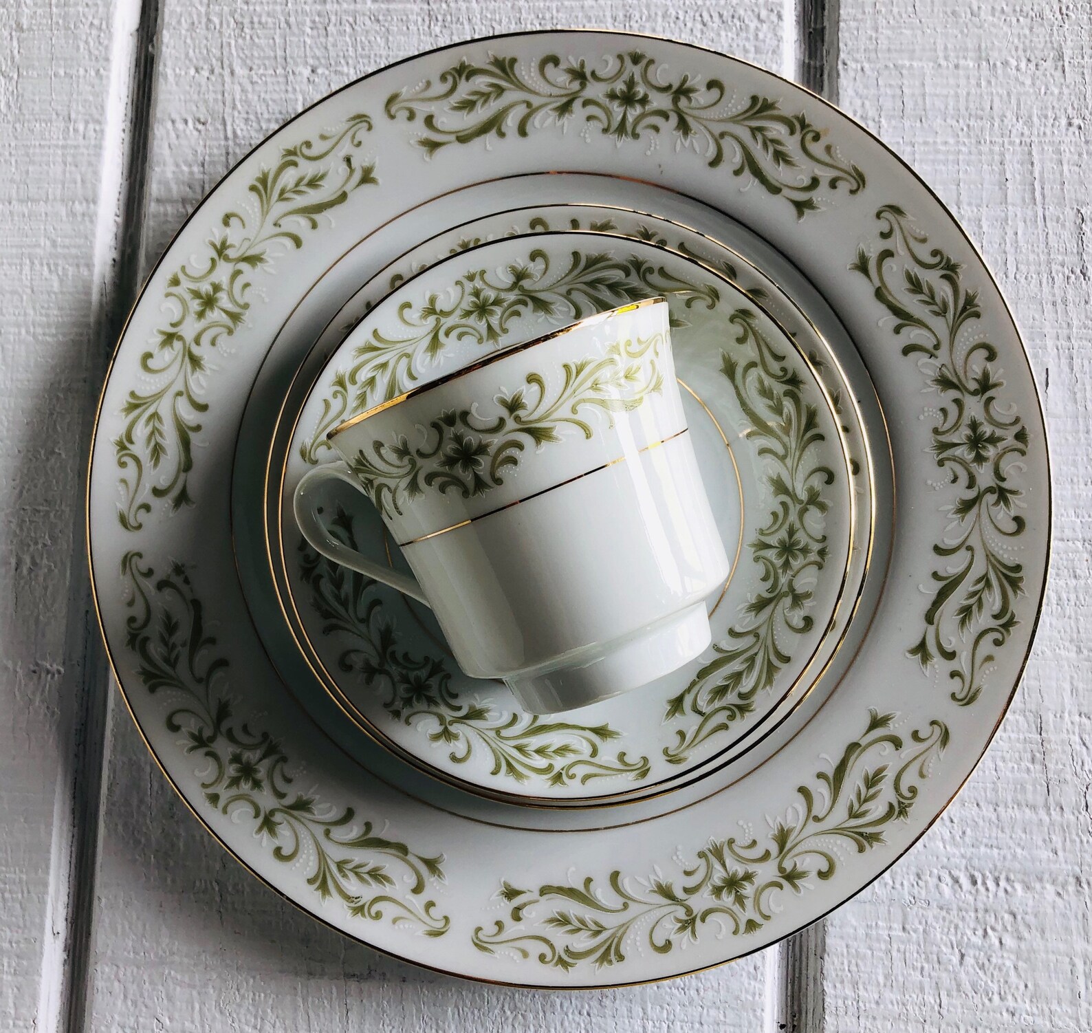 24 Piece Set 1950s 1960s Allegro Green Fine China Made in - Etsy