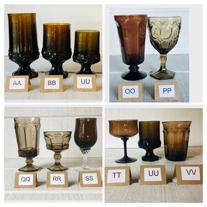 Vintage Brown Glassware Mismatched BROWN Glass Goblet Colored Glasses ...