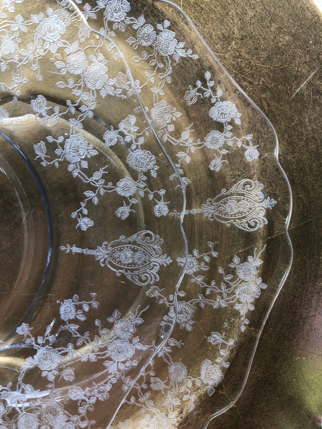 1940s Cambridge Rose Point Rosepoint Salad Plates Shape 3400 8" Salad ...