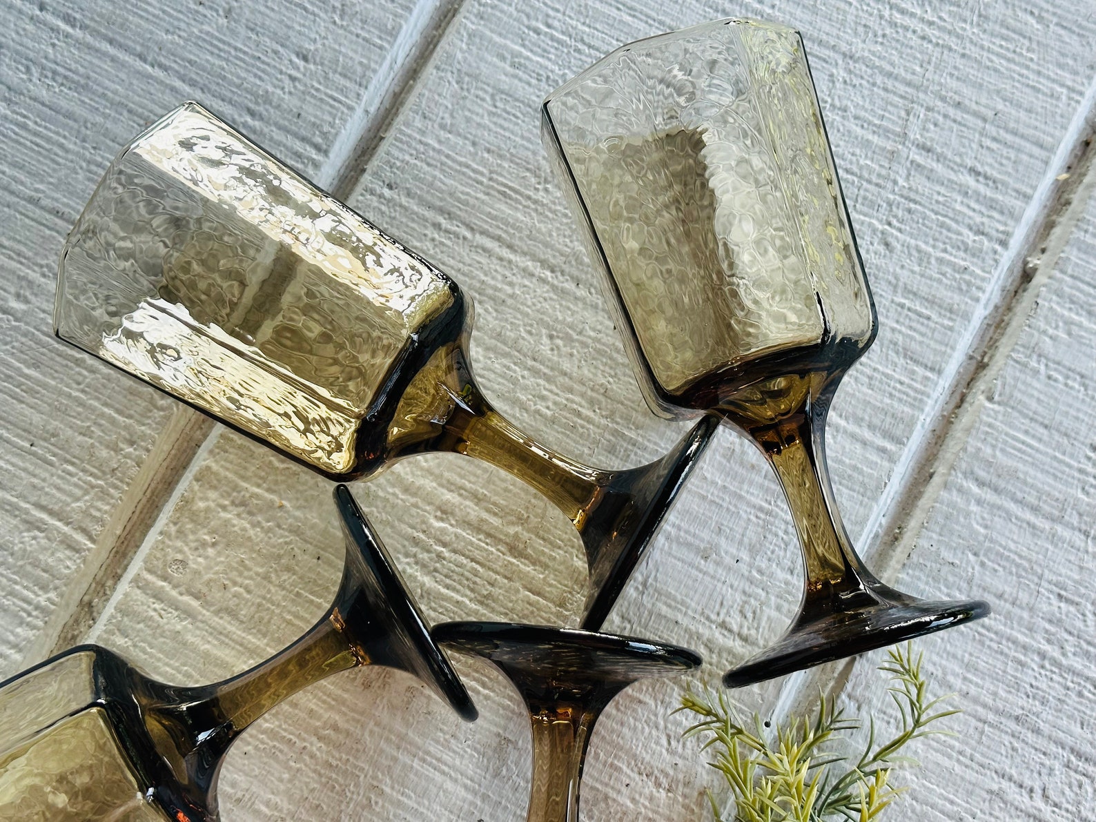 1980's Libbey Facets Tawny Brown Wine Glasses 12 Oz Retro Brown ...