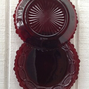 Vintage Ruby Red Dessert / Salad Plates, Vintage Deep RED Glassware ...