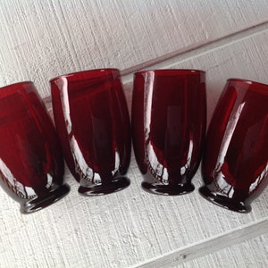 Vintage 4 5/8" Baltic Royal Ruby Water Glasses Ruby Red Glass Anchor ...