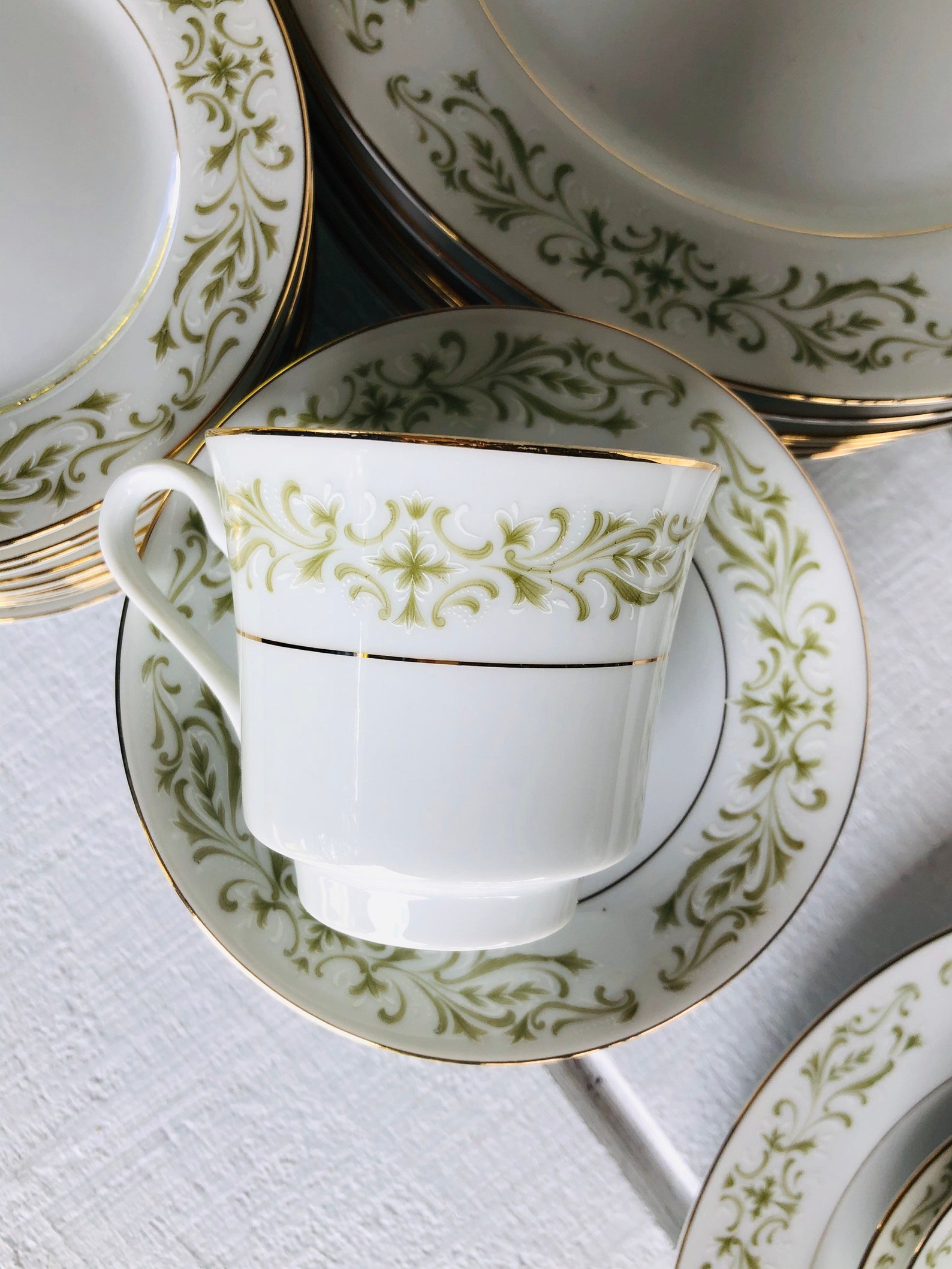 24 Piece Set 1950s 1960s Allegro Green Fine China Made in - Etsy