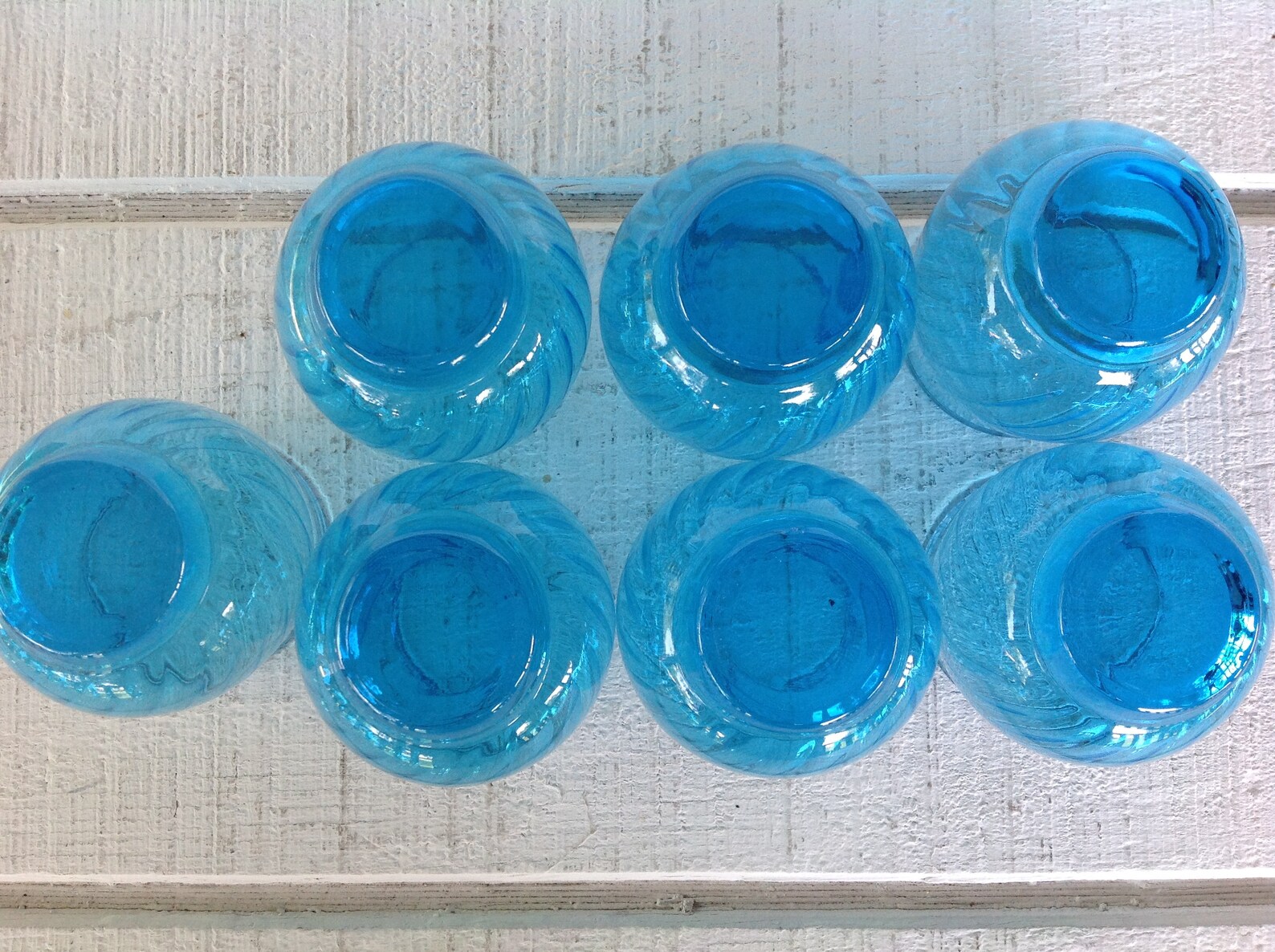 Turquoise Blue Swirl Roly Poly Tumblers Vintage Beach House - Etsy