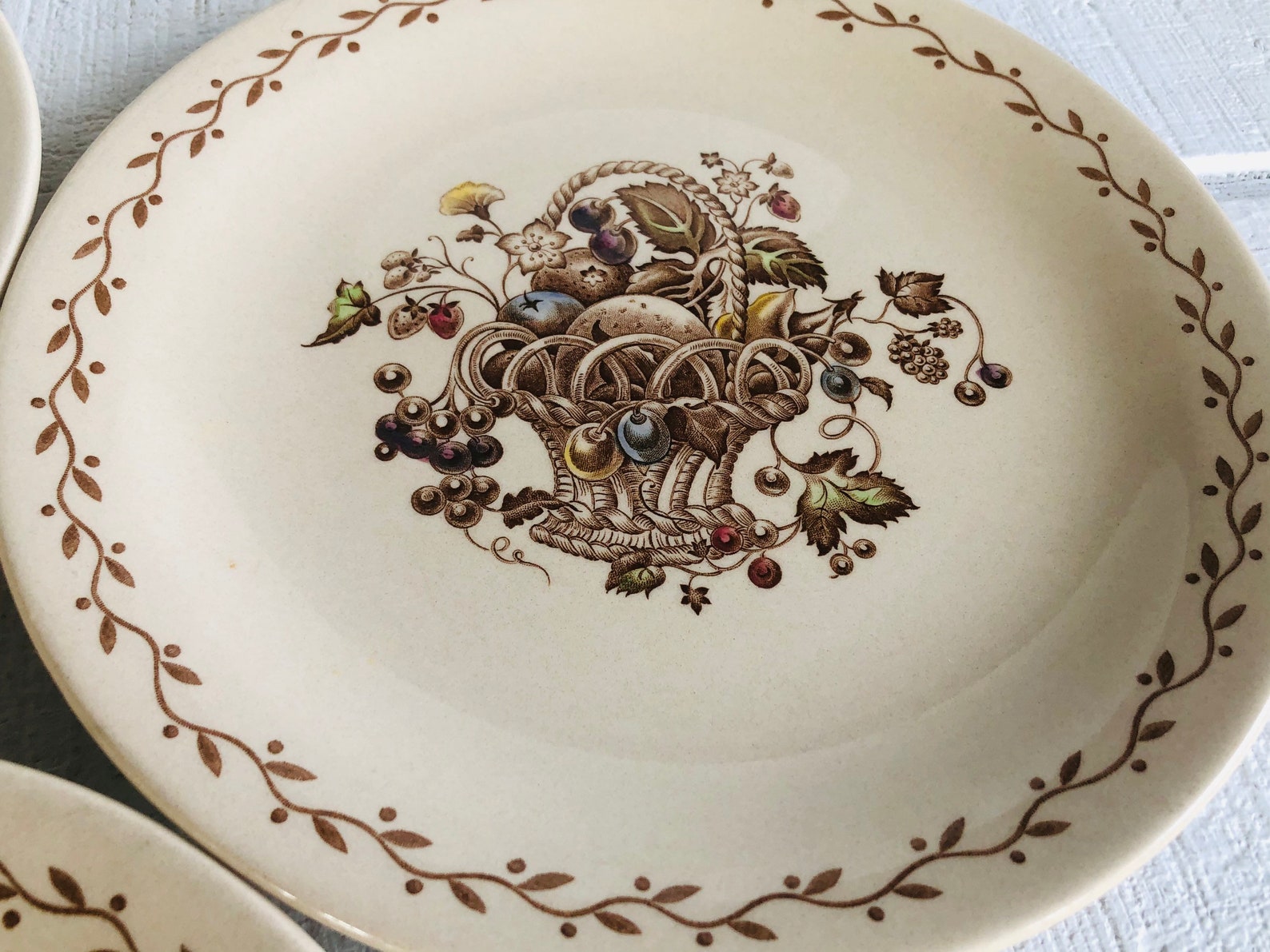 Vintage Ironstone Plates Johnson Brothers China 1970's Salem Brown ...