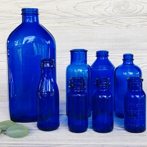 8 Vintage Blue Bottle Phillips Milk of Magnesia Bottle Pharmaceutical ...