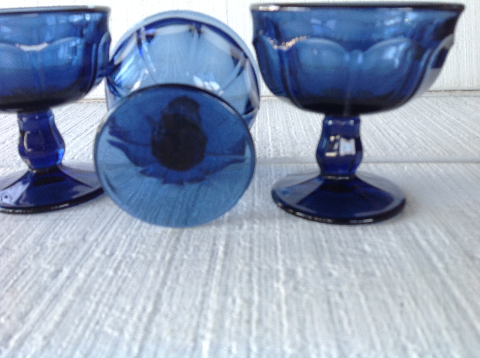 2 Vintage cobalt blue goblet Old Williamsburg deep blue ultra | Etsy