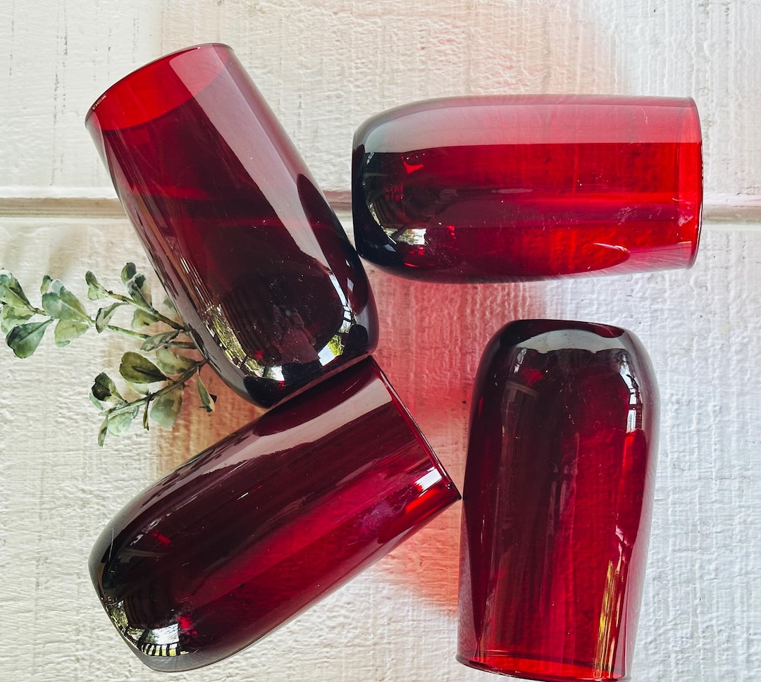 1940s Royal Ruby Red Iced Tea Glass: Anchor Hocking Roly Poly Tumbler ...