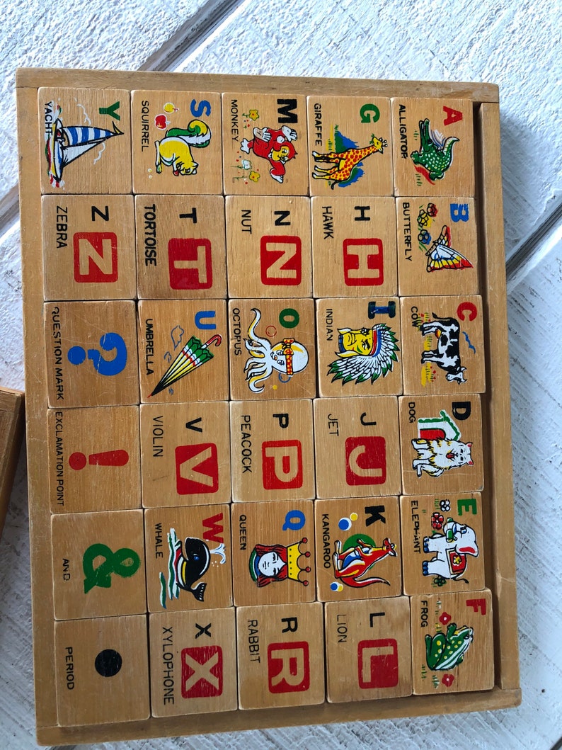 Vintage Wooden ABC Set Alphabet Puzzle Kid Children - Etsy