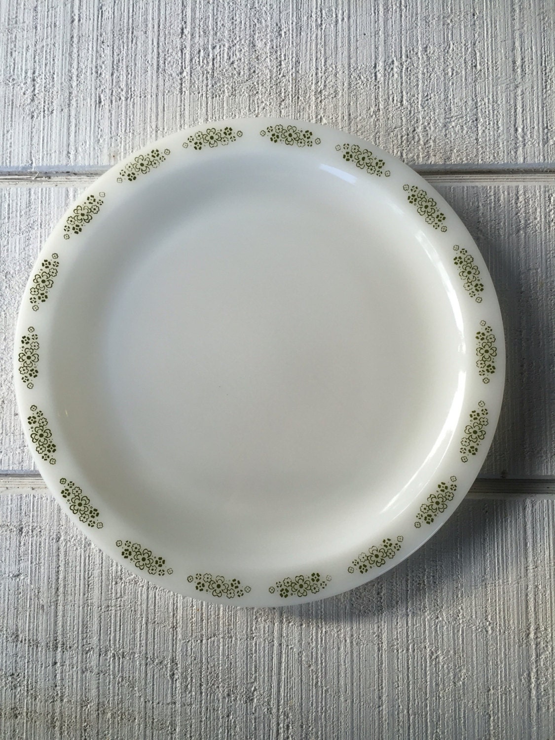 Milk Glass Plates Charger Platter Springwood White and Green Plate ...