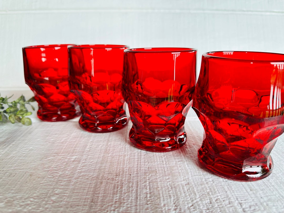 SET of 4 - 1930s Georgian Ruby by Cambridge 14 Oz Tumbler Drinking ...